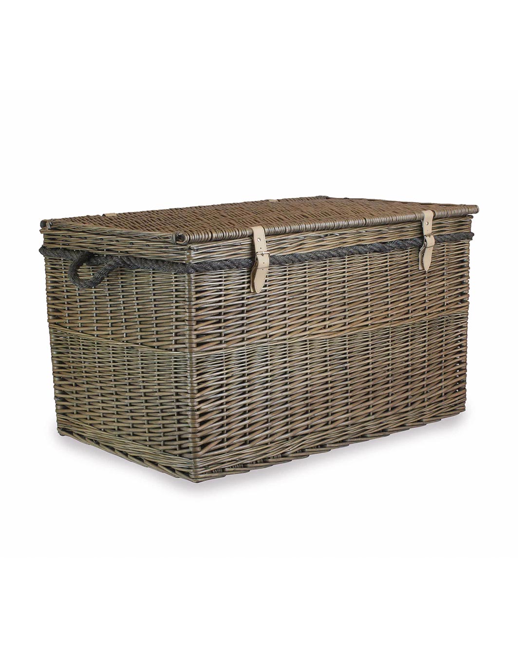 29" Extra Large Lined Wicker Trunk Basket with Rope Handles - Purlee
